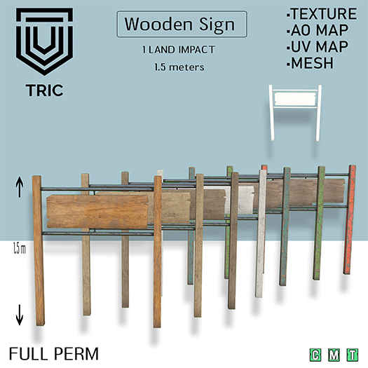 Second Life Marketplace - [Tric] - Wooden Sign Full Perm